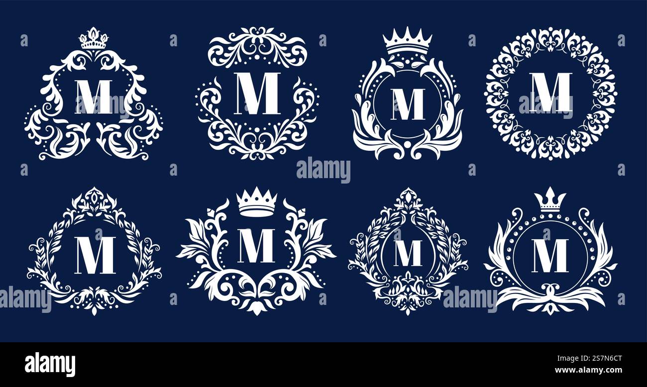Luxury monogram frame. Ornamental monograms, heraldic initials logo ...