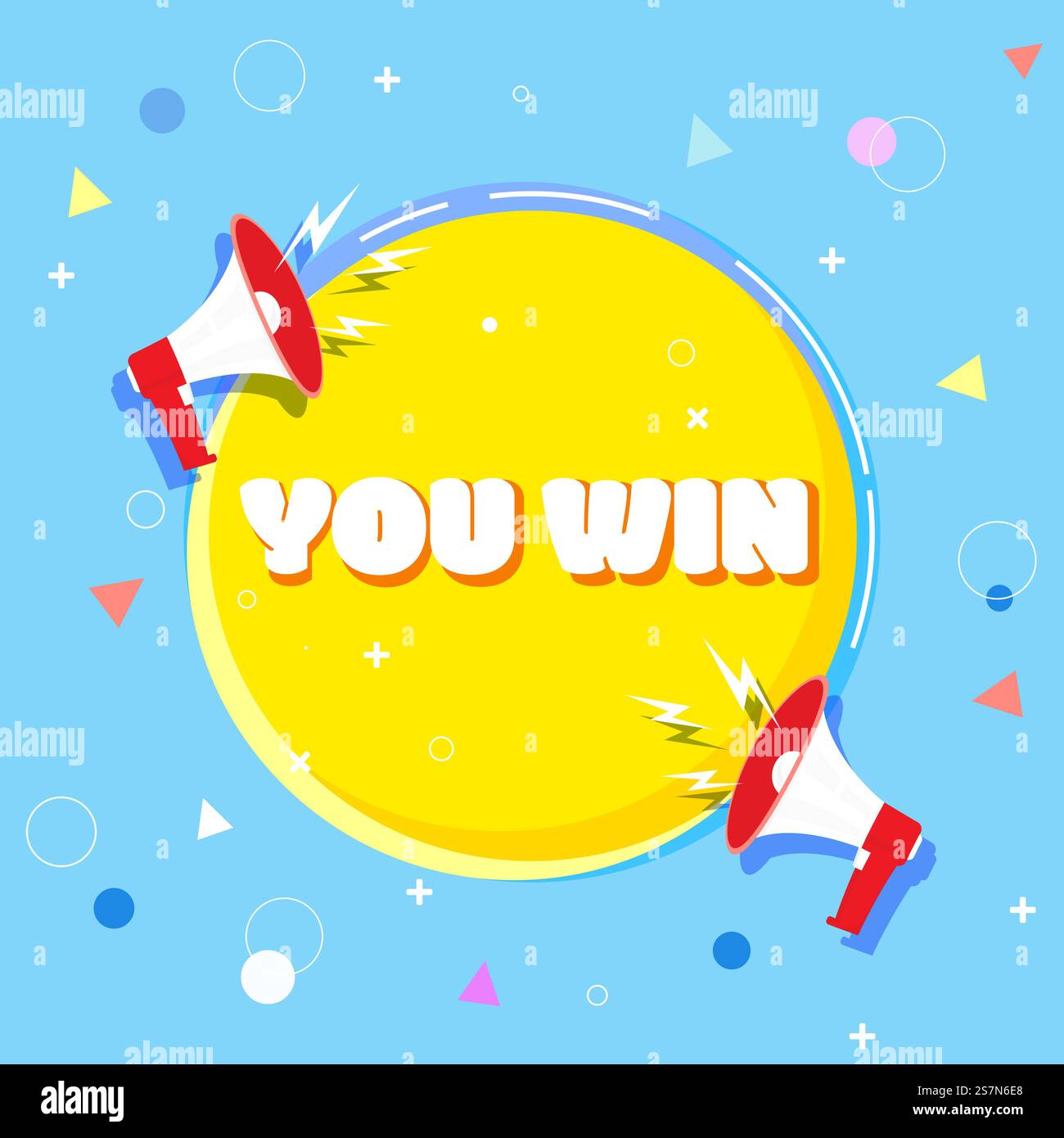 You win word concept vector illustration with megaphone and 3d style ...