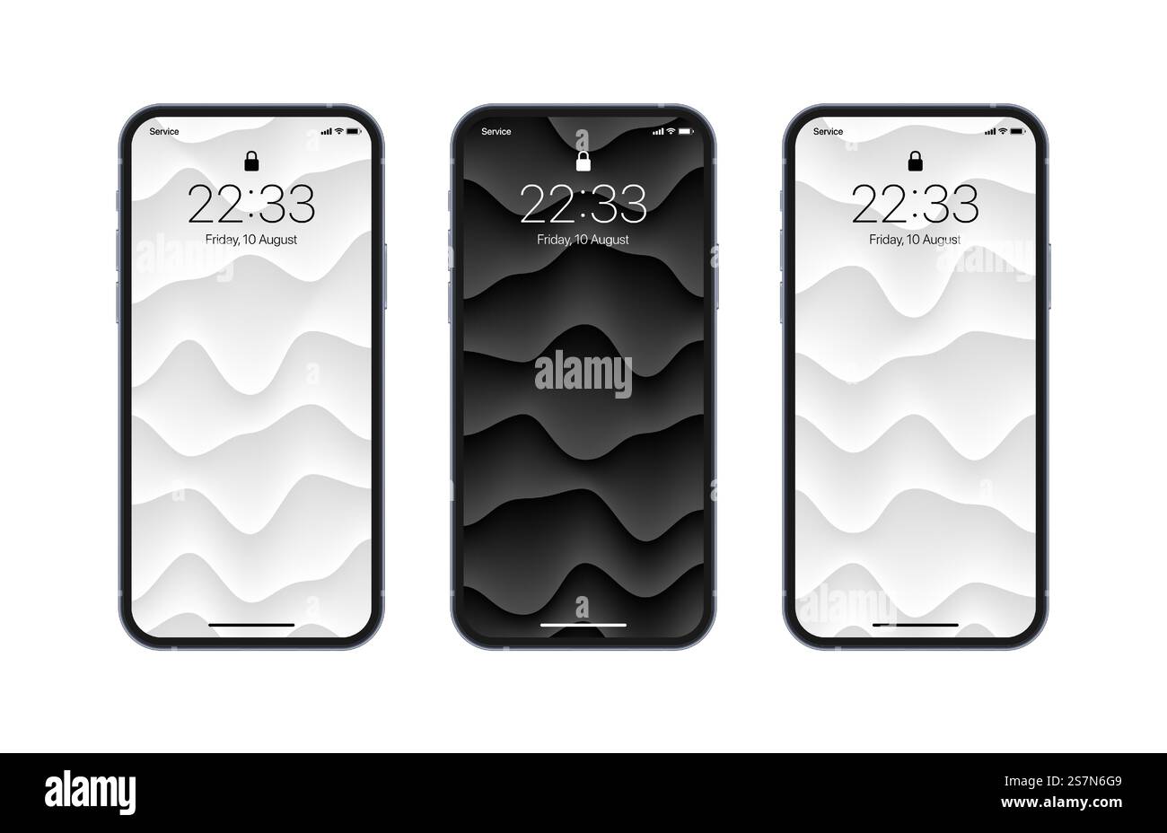 Photorealistic Iphone Screen Different Black And White Layered Smooth ...