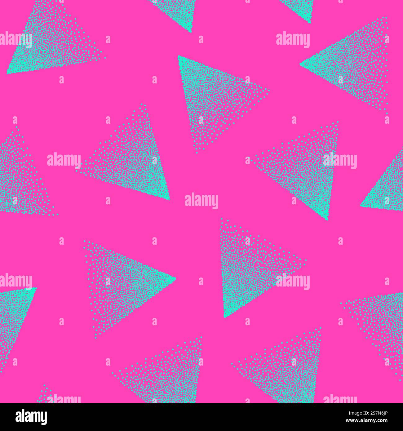 Crazy Colors Stippled Triangles Seamless Pattern 80s and 90s Retro Pink ...