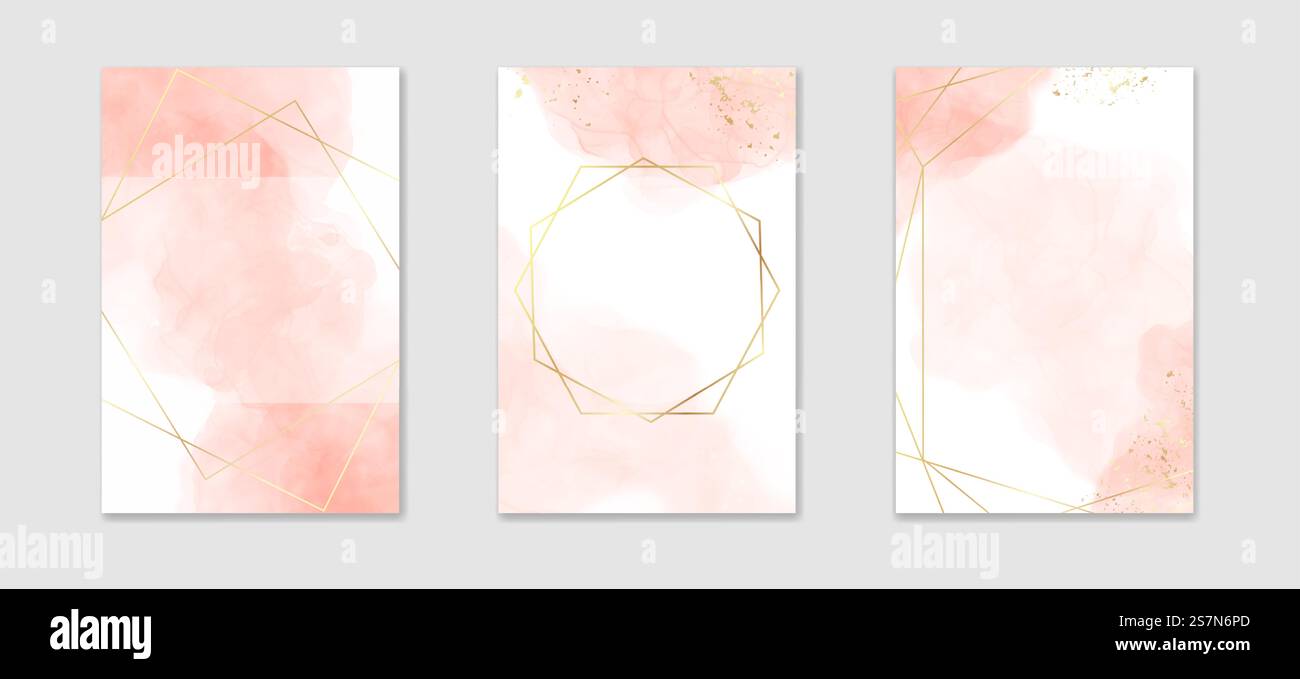 Collection of abstract dusty pink liquid watercolor background with ...