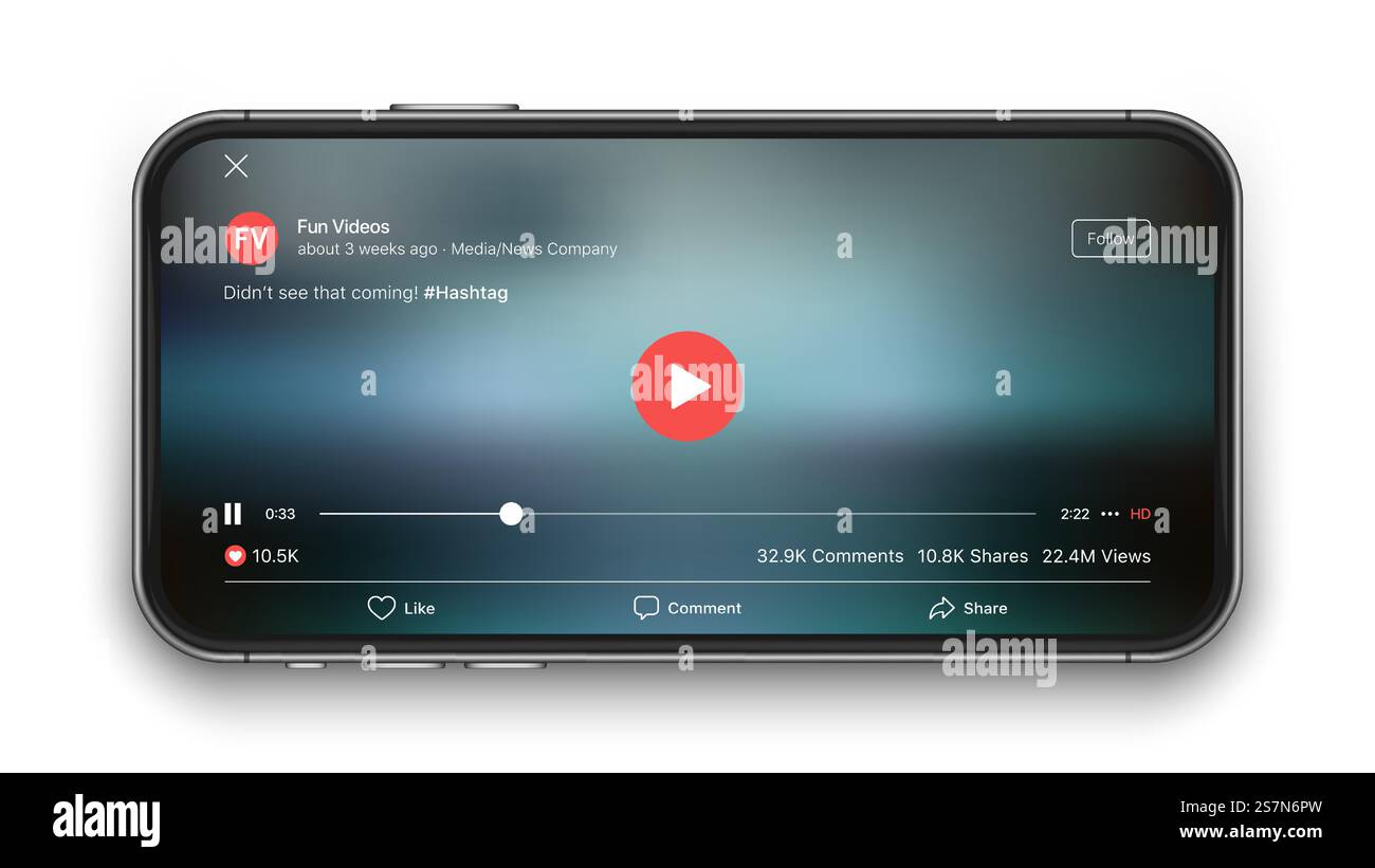 Mobile Video Player Vector UI Concept for Social Network on Smartphone ...