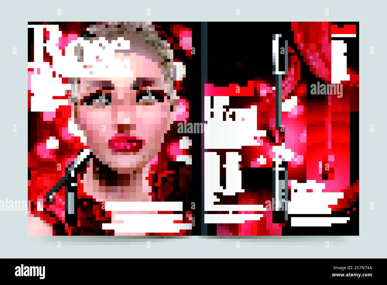 Cosmetic magazine ads, beautiful model with lip gloss products in 3d ...