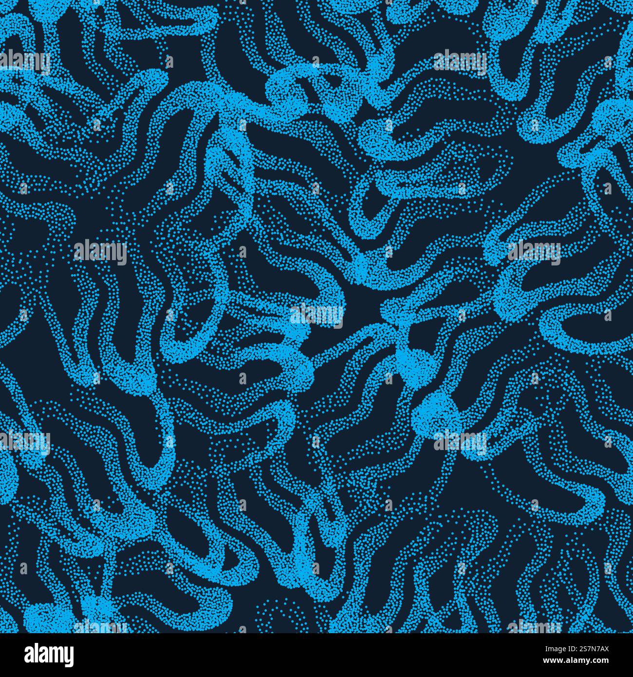 Hand Drawn Stippled Texture Blue Abstract Seamless Pattern. Vector ...