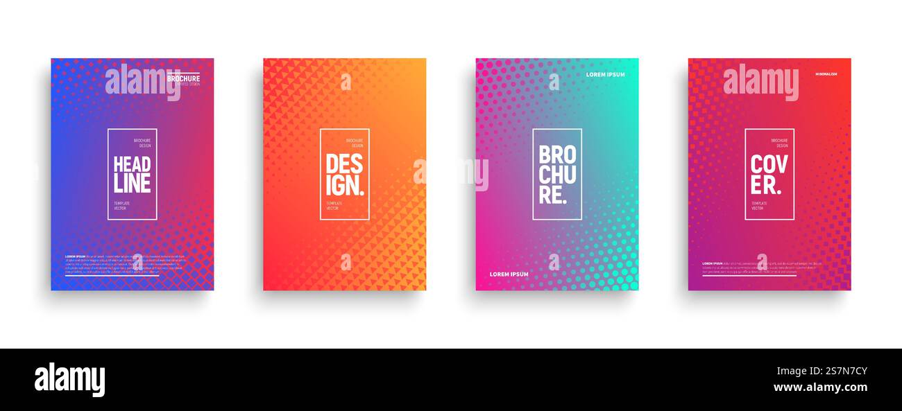 Minimalist Brochure Templates with Geometric Halftone Texture and ...