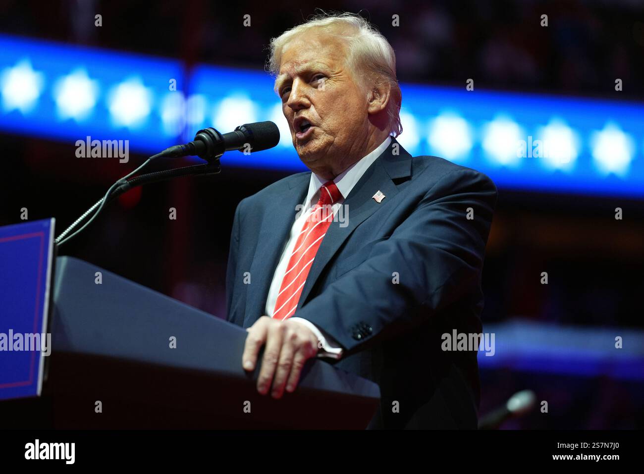 President-elect Donald Trump speaks at a rally ahead of the 60th ...