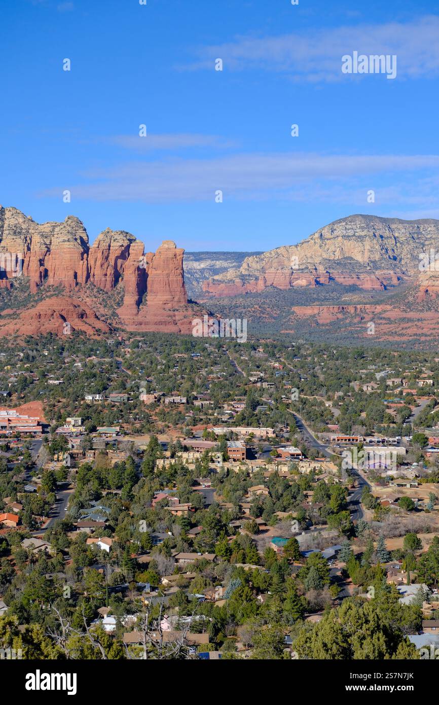 Sedona, AZ, USA - 19 Jan 2025 - Rock formations, hills and plant life ...