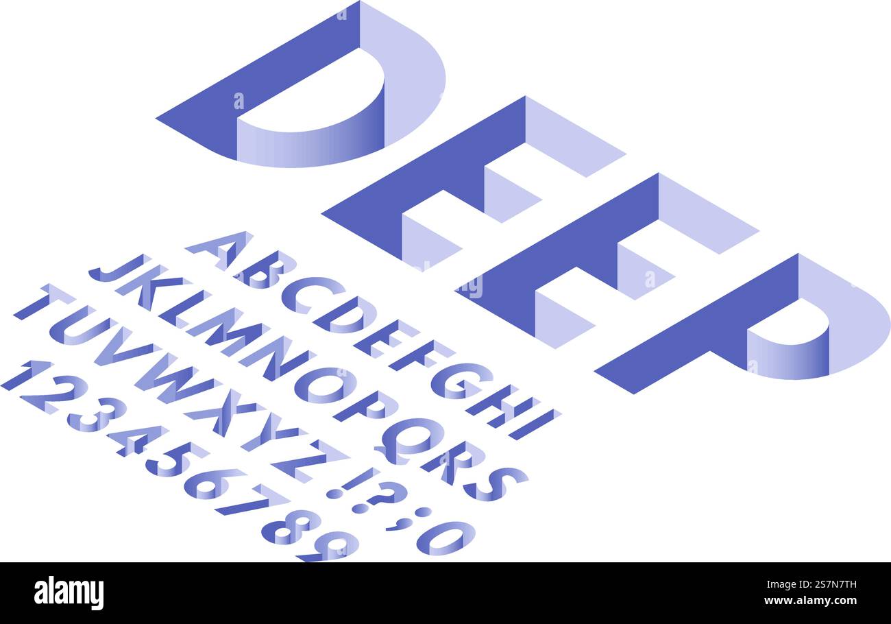 Isometric hole font. Deep holes typography alphabet letters, 3d fonts ...