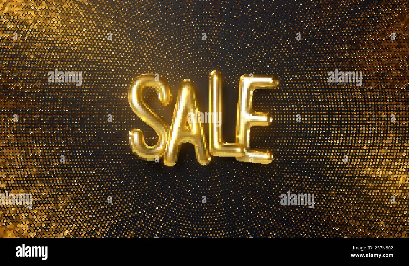 Sale banner design. Vector 3d illustration of promotional ad poster ...