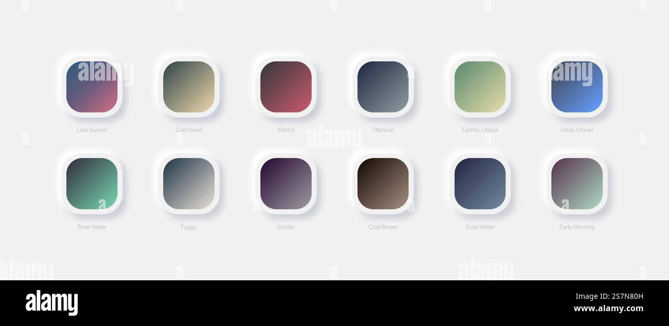 Different Modern Aesthetics Muted Color Gradients Set For UI UX Design ...