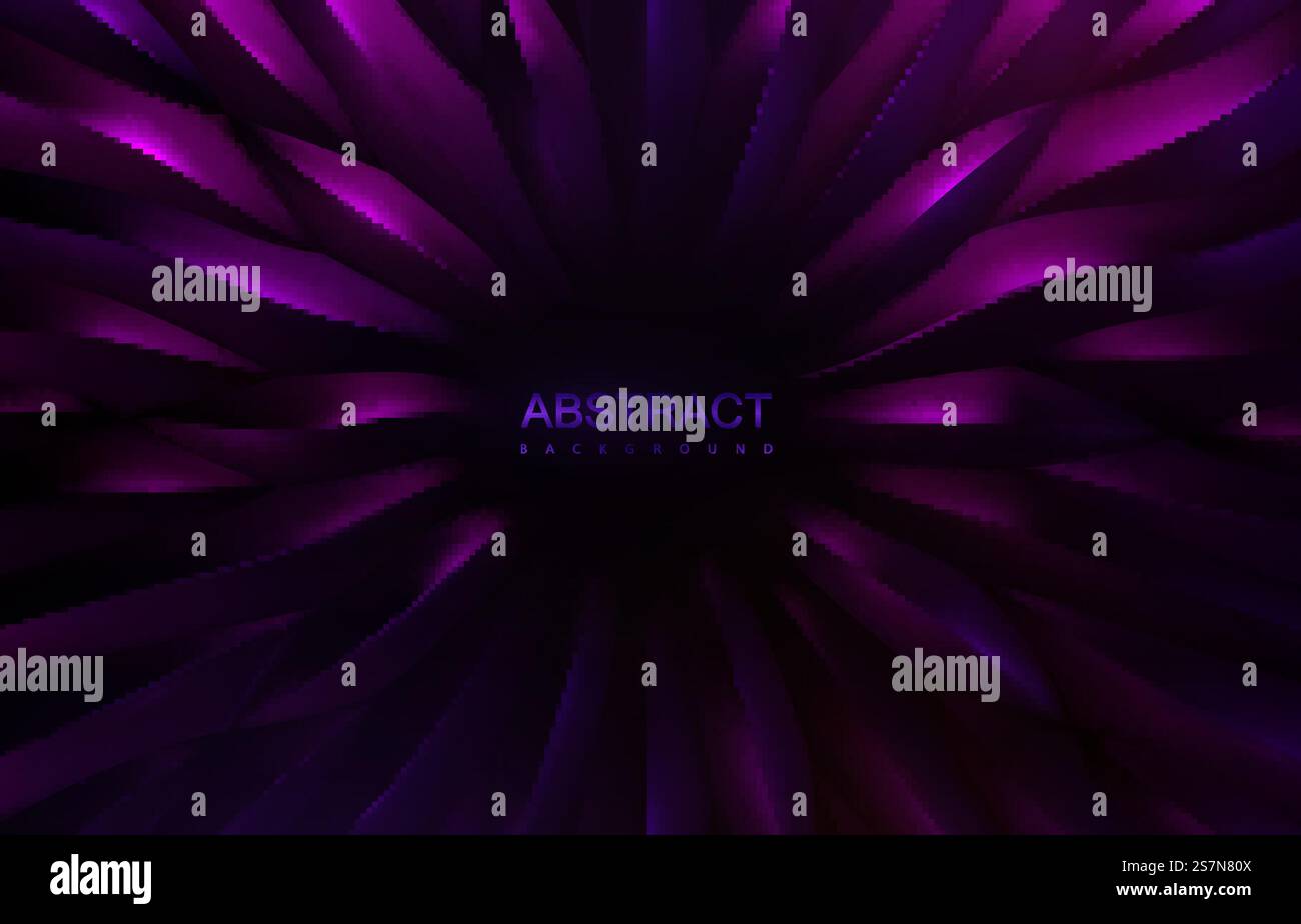 Abstract purple background. Concentric scale shapes backdrop. Vector 3d ...