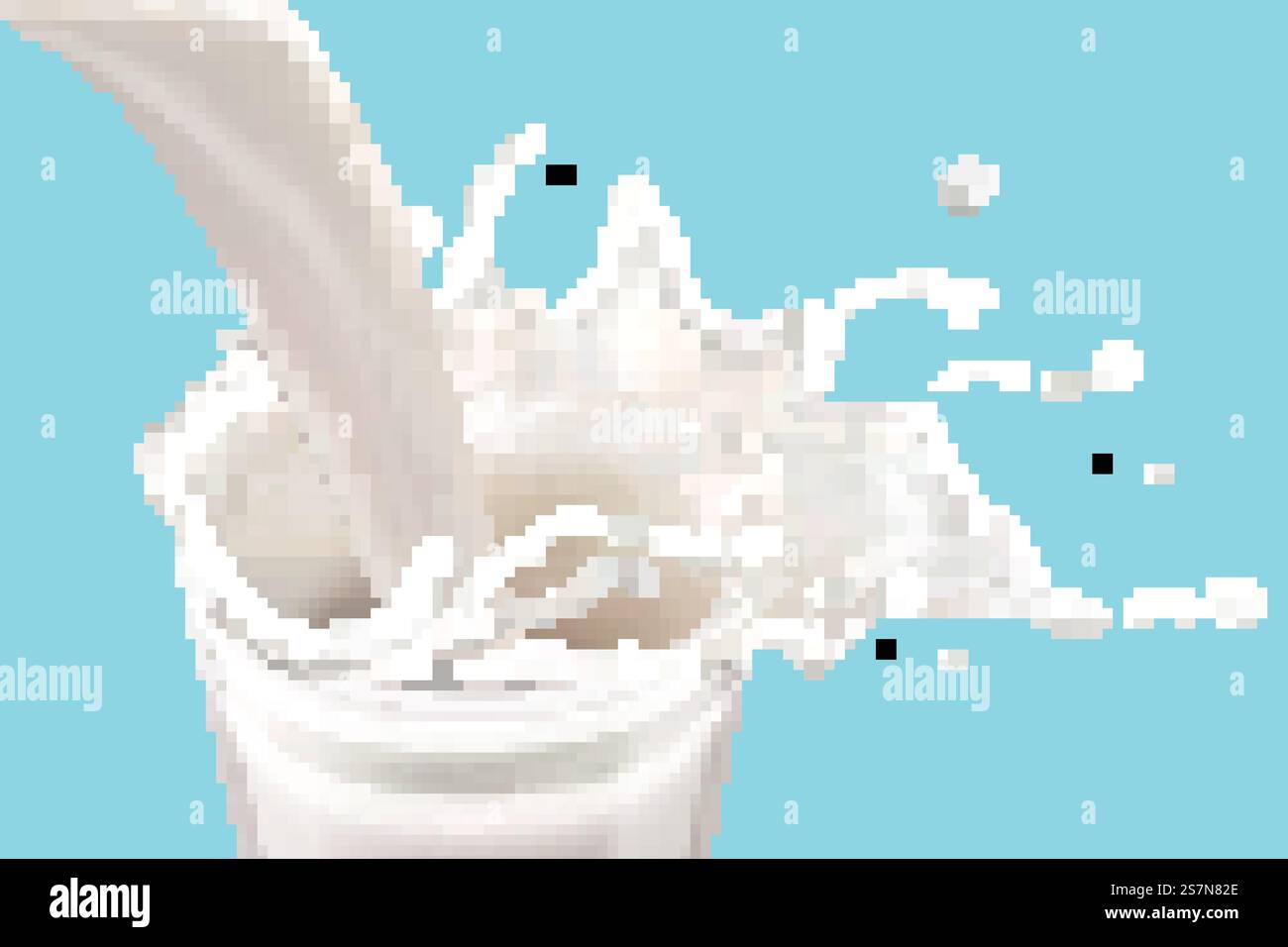 Milk splashing effect, milk pouring down into glass cup in 3d ...