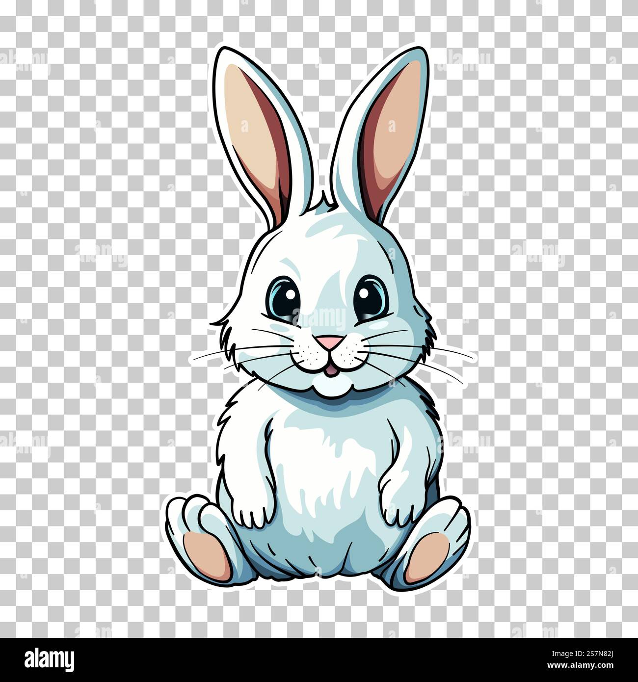 Cute cartoon bunny rabbit illustration, perfect for stickers, kids ...