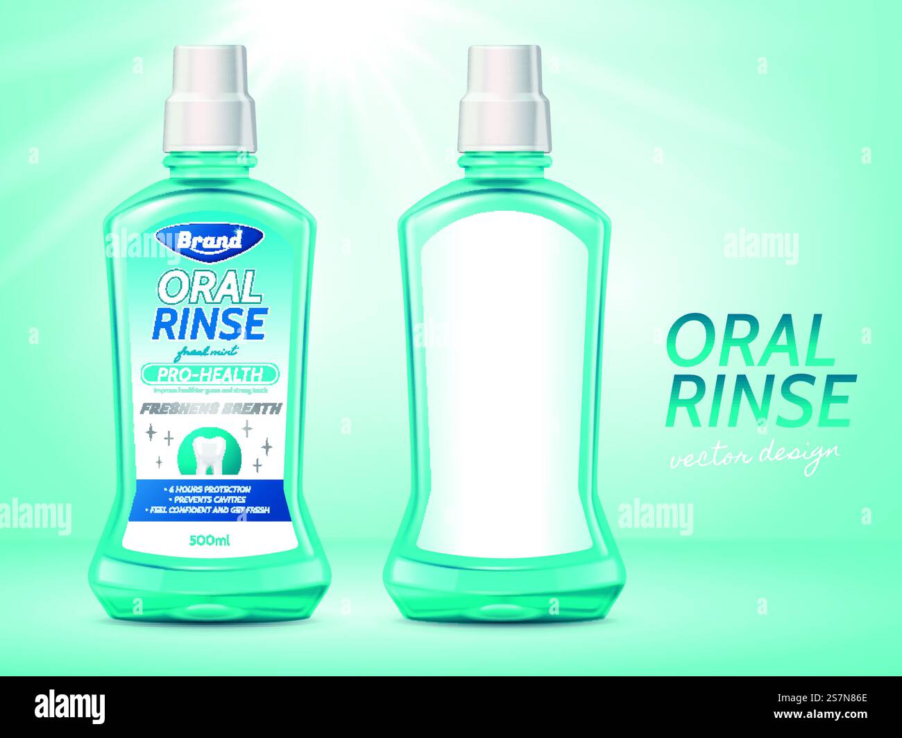 Oral rinse mockup set, blank hygiene product containers with label in ...