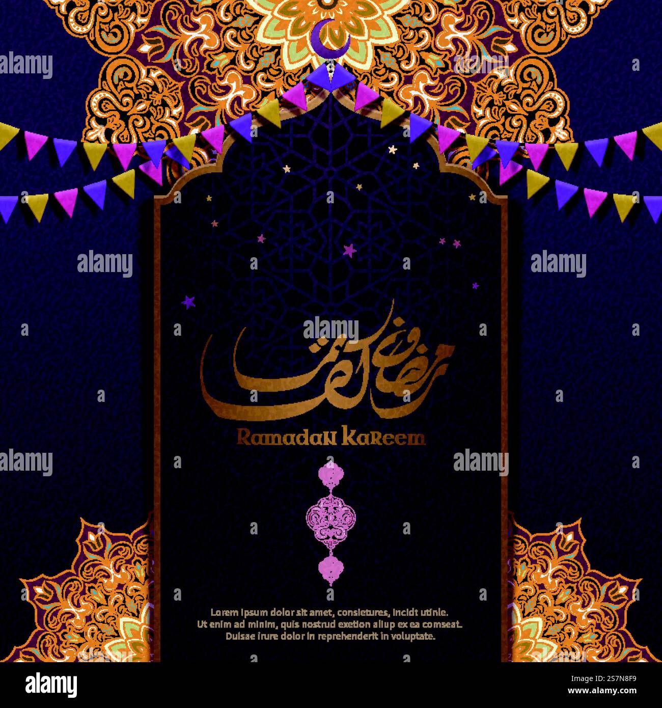 Ramadan Kareem font design means generous ramadan with arabesque ...