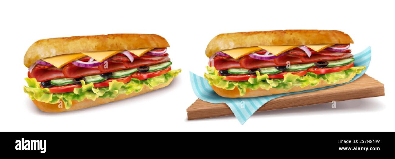 Delicious submarine vegetables on white background in 3d illustration ...