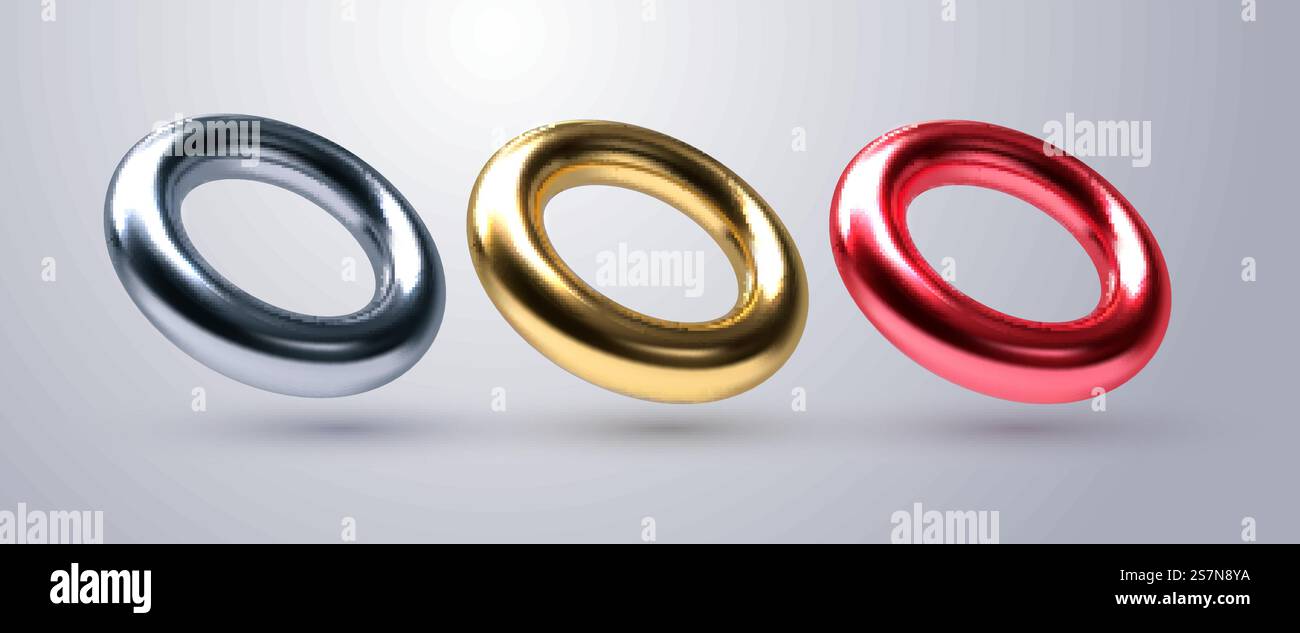 Realistic torus shapes isolated on white background Stock Vector Image ...