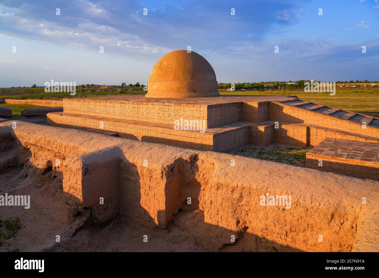 Stupa of Fayaz Tepe, a Buddhist archaeological site in the Termez oasis ...
