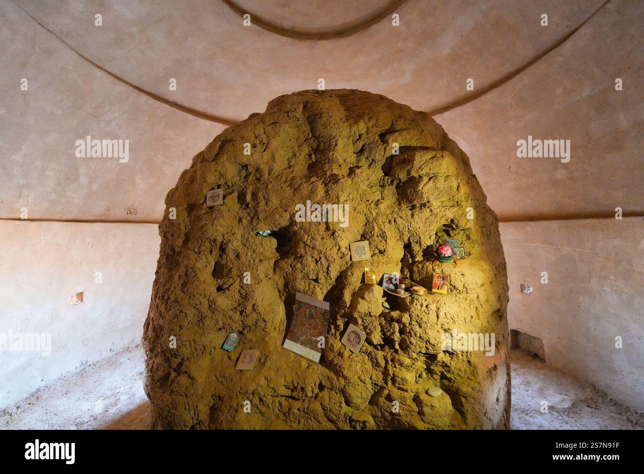 Interior of the stupa of Fayaz Tepe, a Buddhist archaeological site in ...