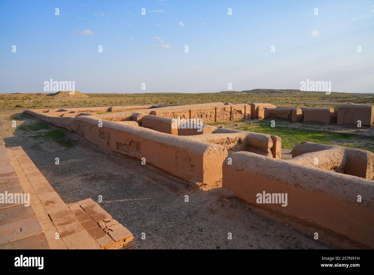Court of the monastery of Fayaz Tepe, a Buddhist archaeological site in ...