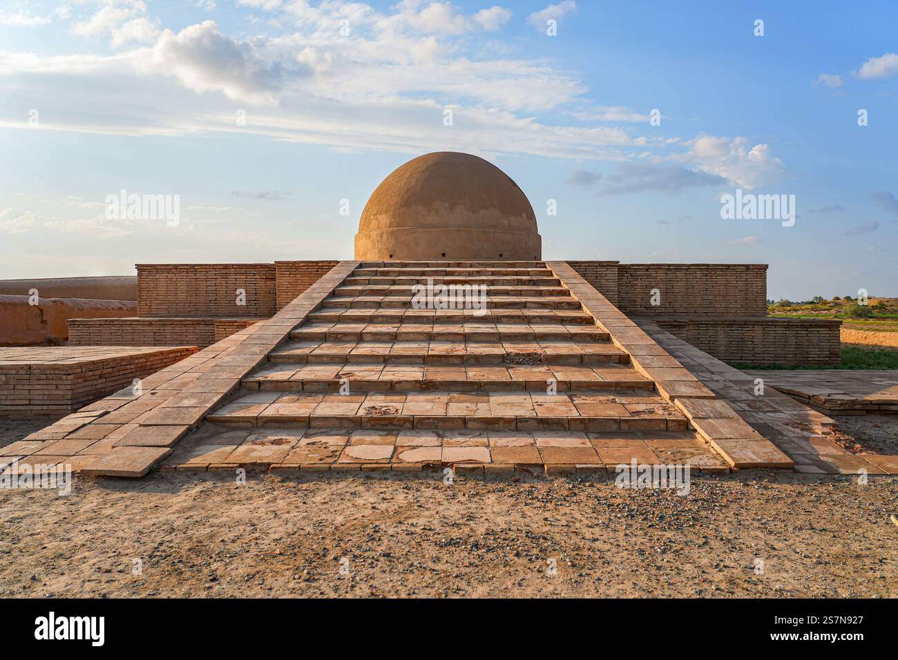 Stupa of Fayaz Tepe, a Buddhist archaeological site in the Termez oasis ...