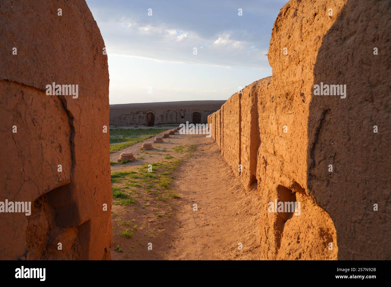 Court of the monastery of Fayaz Tepe, a Buddhist archaeological site in ...