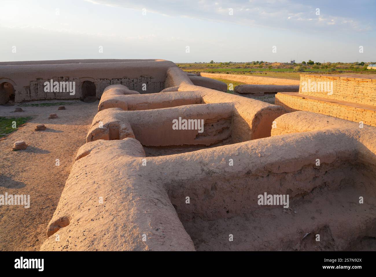 Remains of the monks' rooms of the Fayaz Tepe monastery, a Buddhist ...
