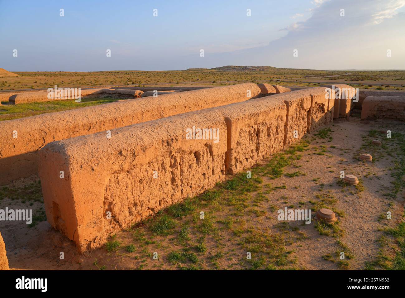Court of the monastery of Fayaz Tepe, a Buddhist archaeological site in ...