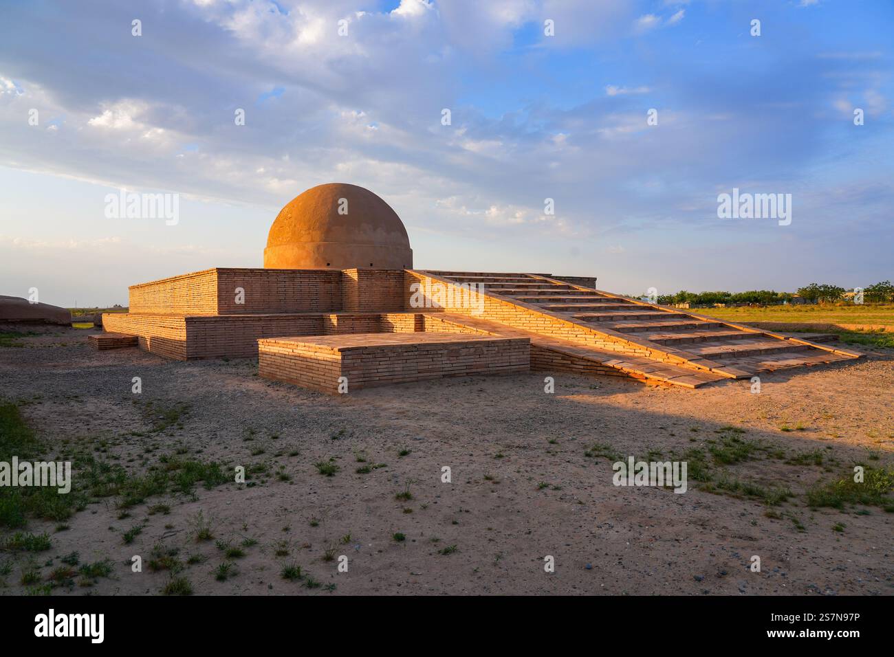 Stupa of Fayaz Tepe, a Buddhist archaeological site in the Termez oasis ...