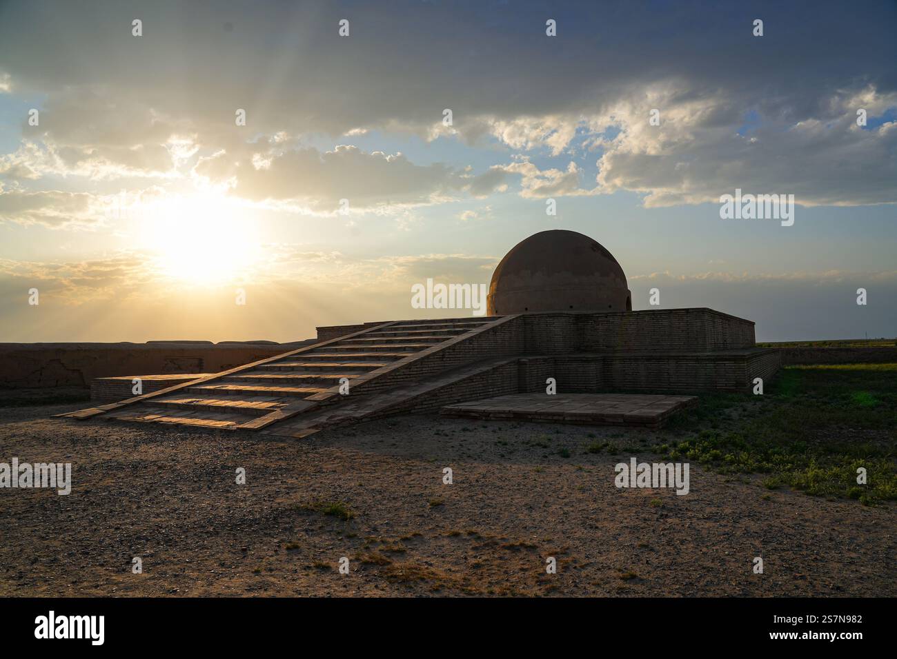 Stupa of Fayaz Tepe, a Buddhist archaeological site in the Termez oasis ...