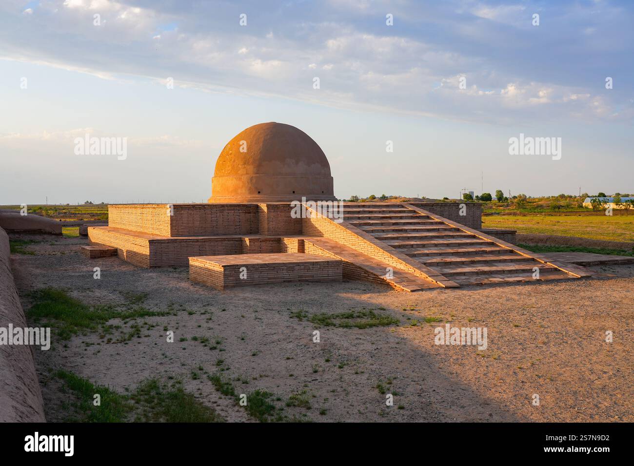Stupa of Fayaz Tepe, a Buddhist archaeological site in the Termez oasis ...