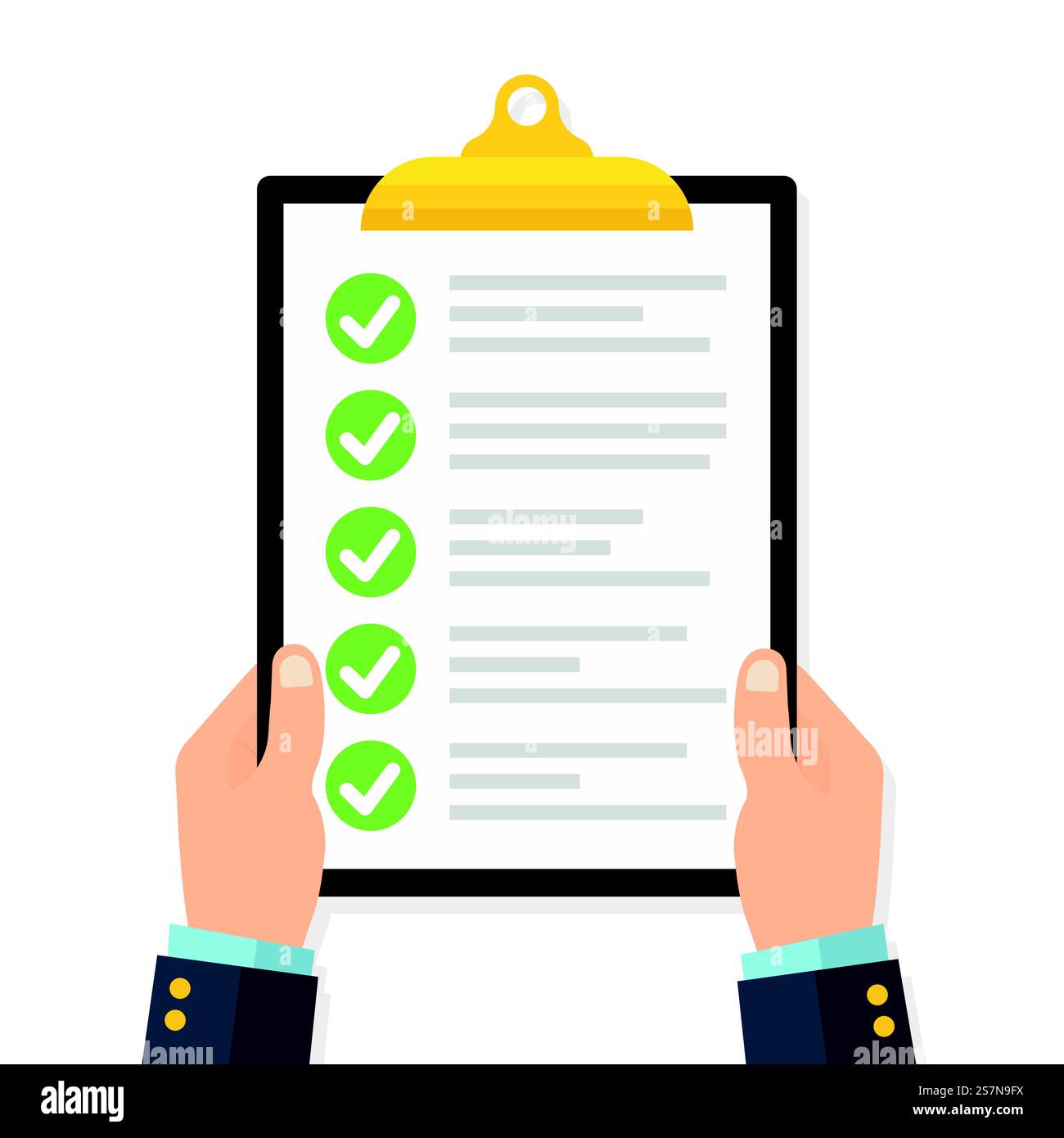 Businessman hands holding clipboard checklist in a flat - stosk vector ...