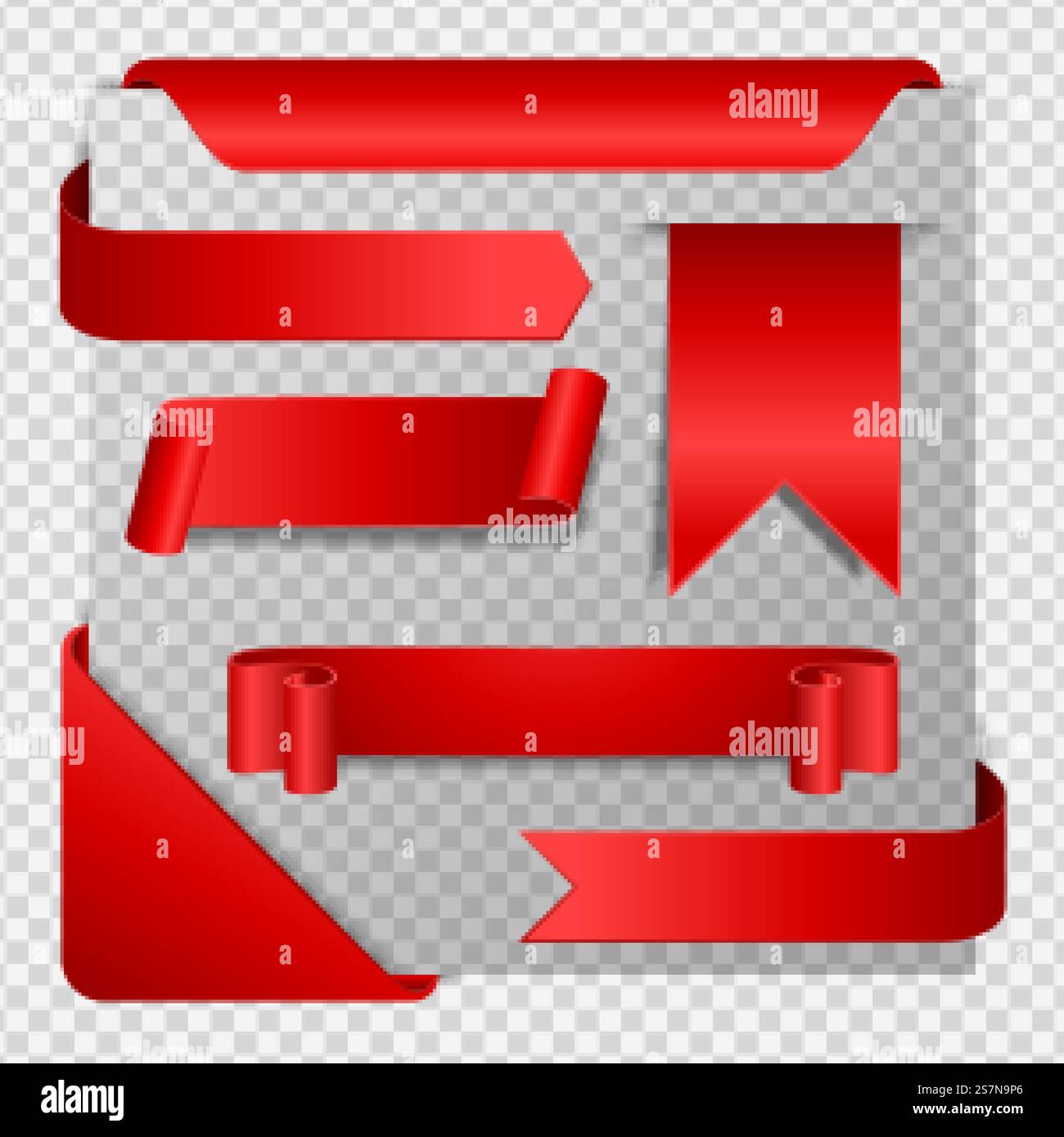 collection of red origami paper banners and stickers Stock Vector Image ...