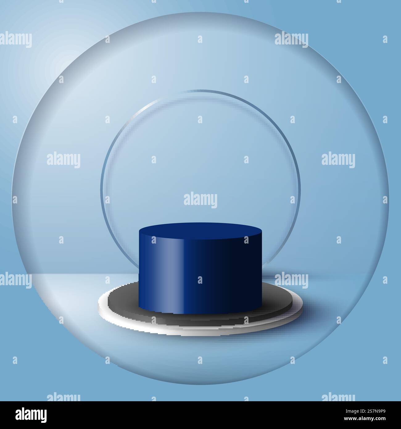 3D studio blue room empty product stand, platform, podium for the ...