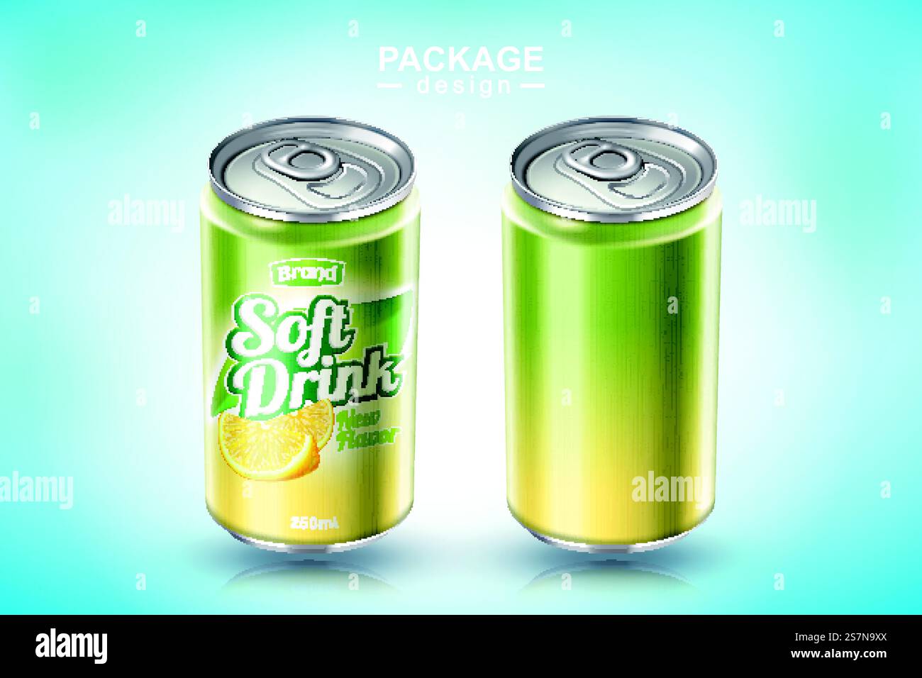 Refreshing soft drink metal can design in 3d illustration, one in blank ...