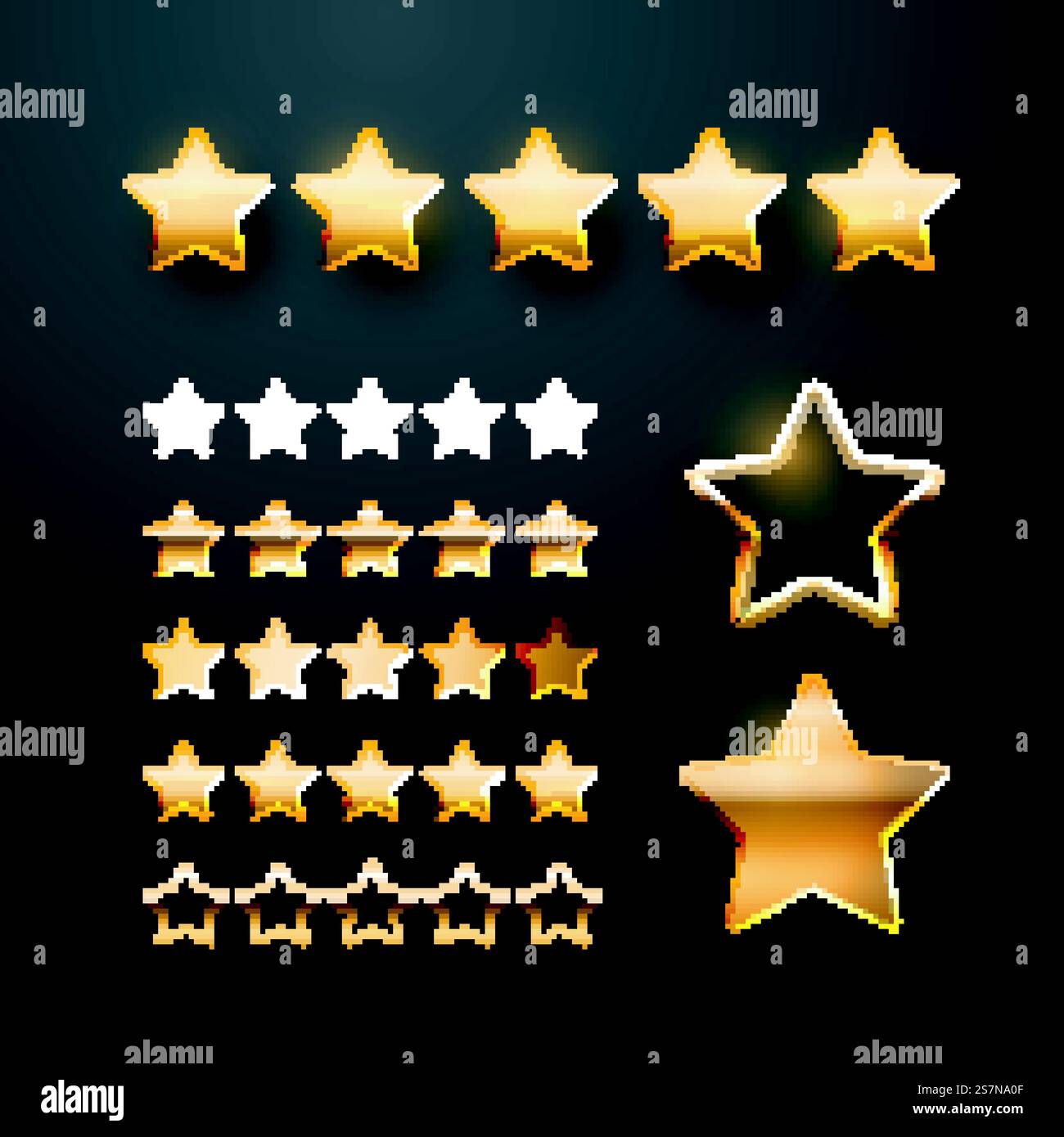 Infographic 5 star shapes graphic elements. Five stars icon set for app ...
