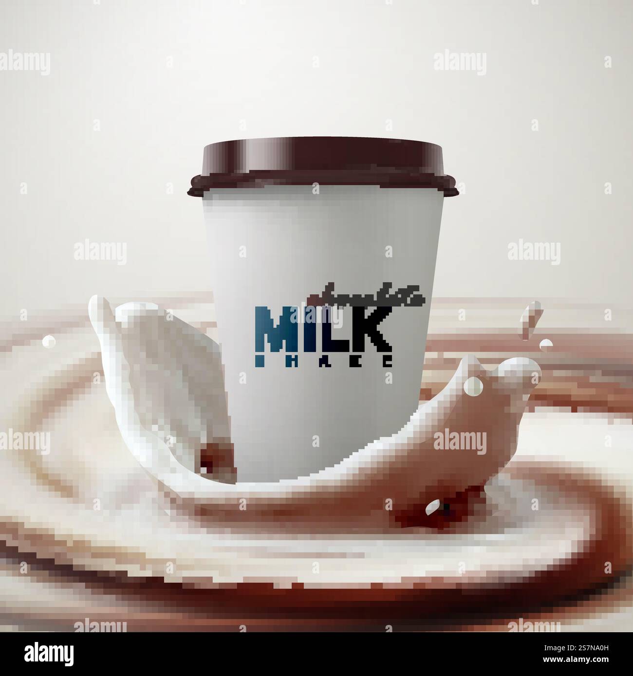 Paper milkshake cup with chocolate milk crown splash Stock Vector Image ...