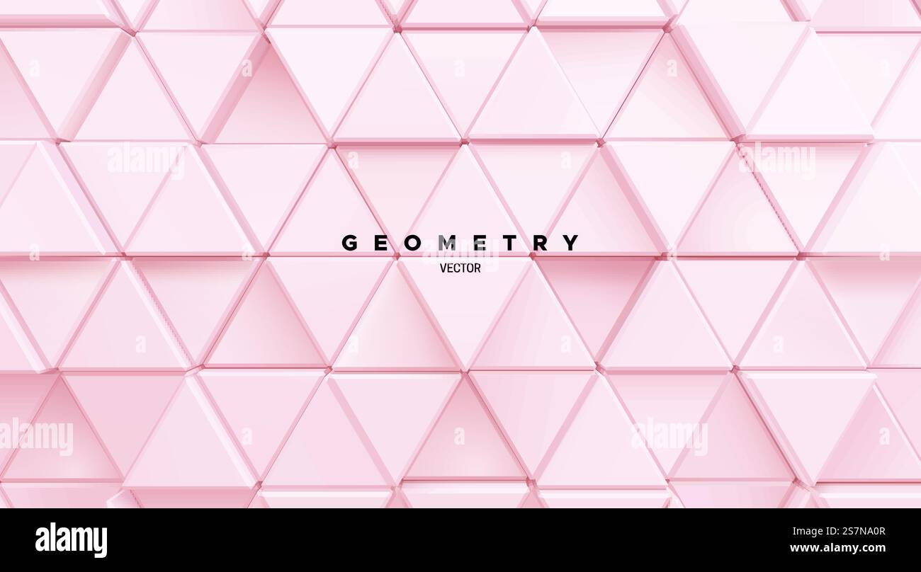 Geometric background of soft pink triangle shapes. Vector architectural ...