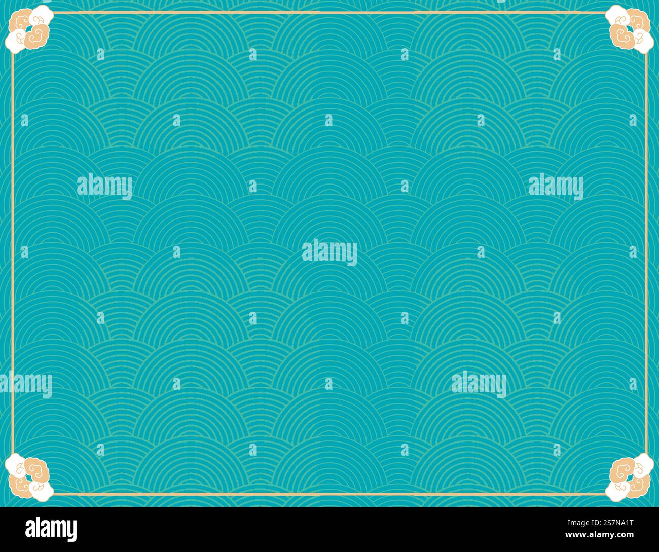 Simple traditional wave pattern background in turquoise tone. Simple ...