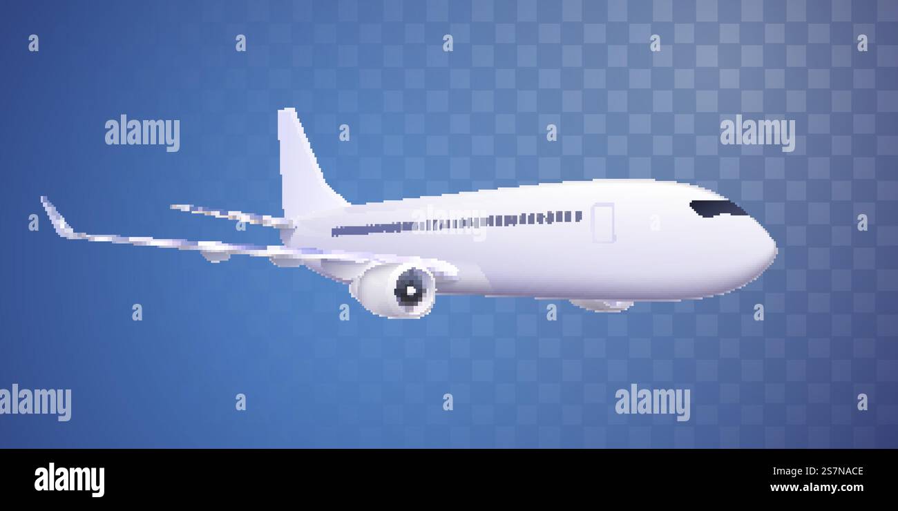 Realistic airplane isolated on checkered background Stock Vector Image ...