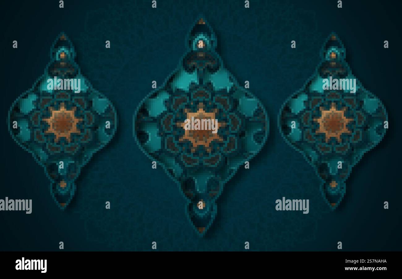 Paper graphic of islamic geometric art. Islamic decoration. Vector ...