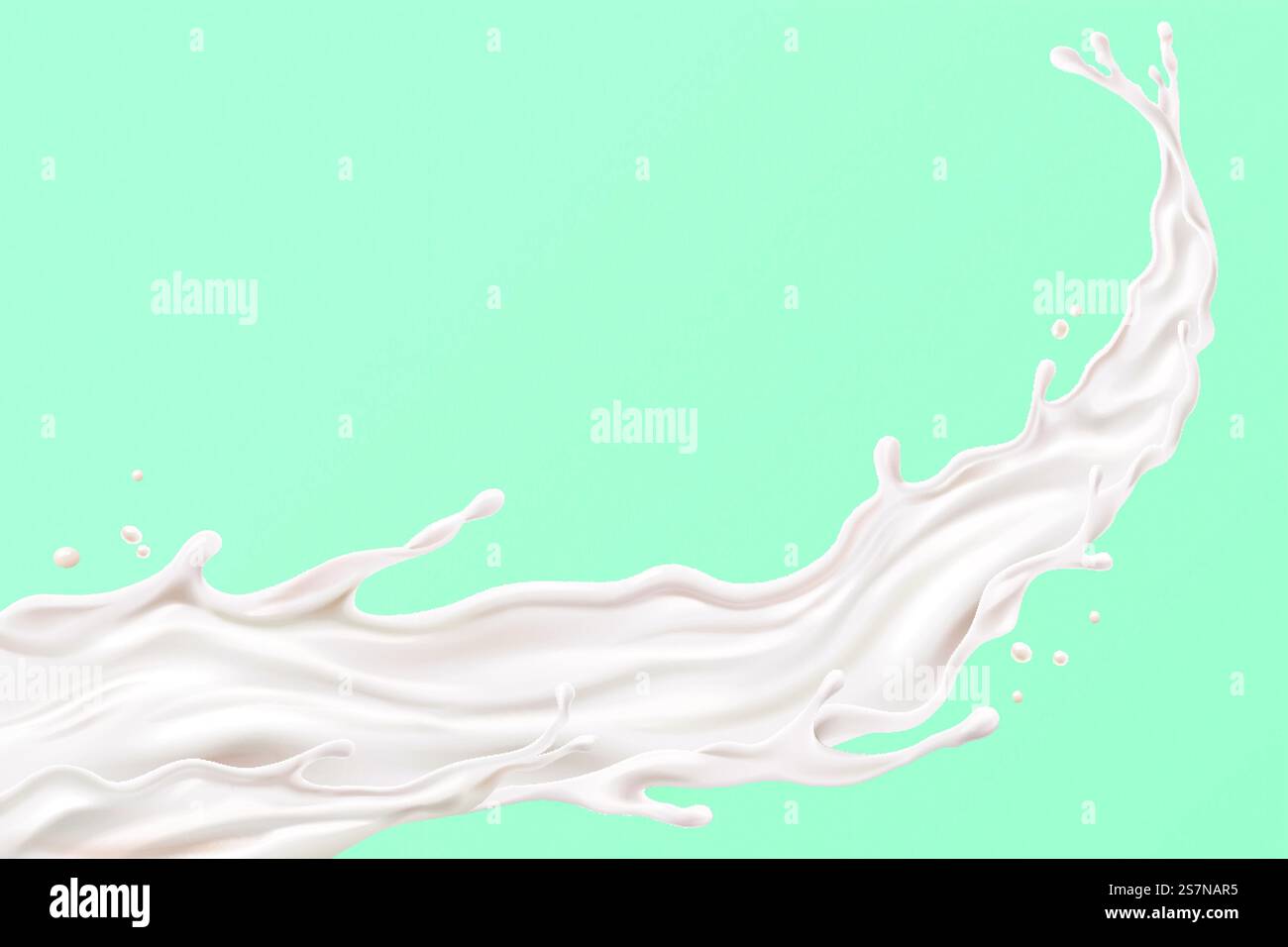 Splashing milk on blue background in 3d illustration. Splashing milk ...