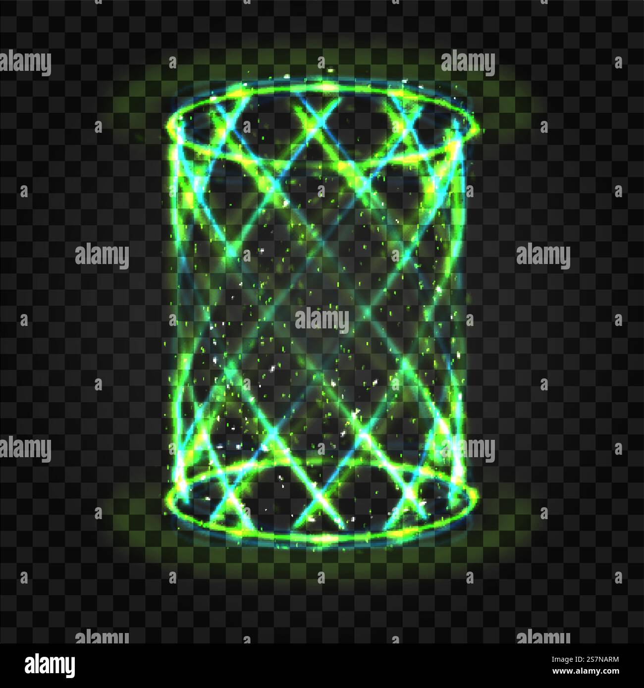 Futuristic green swirl neon light teleport, tunnel light with glowing ...