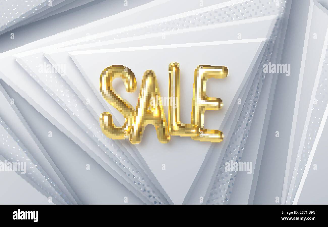 Sale banner design. Vector 3d illustration of promotional ad poster ...