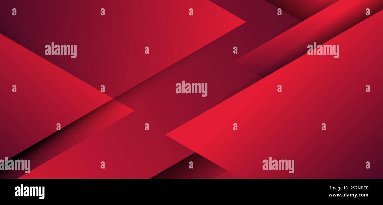 Abstract red geometric triangles overlapping layer paper cut style background. Vector ...