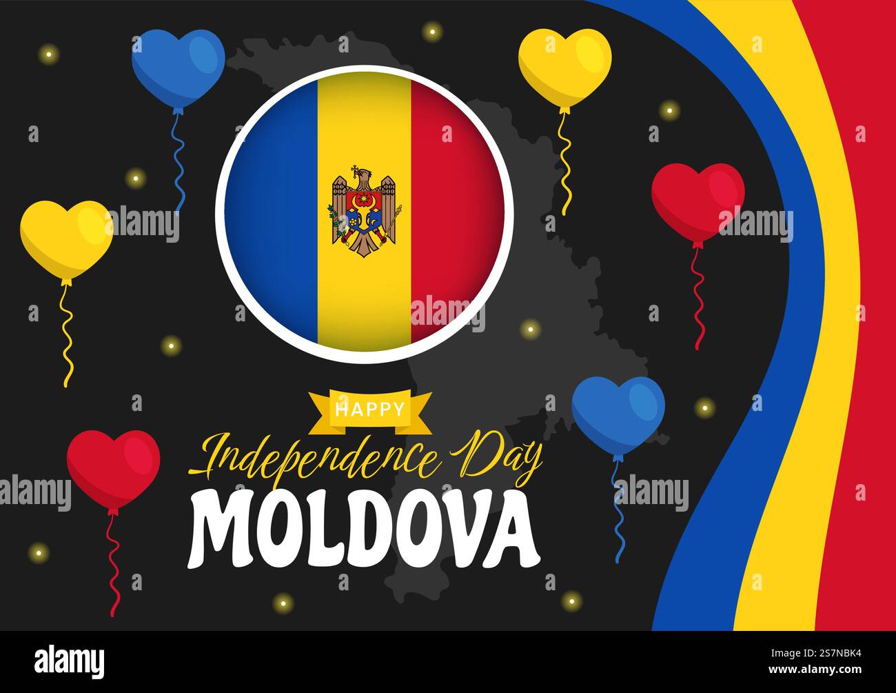 Moldova Independence Day Vector Illustration on August 27 with Waving ...