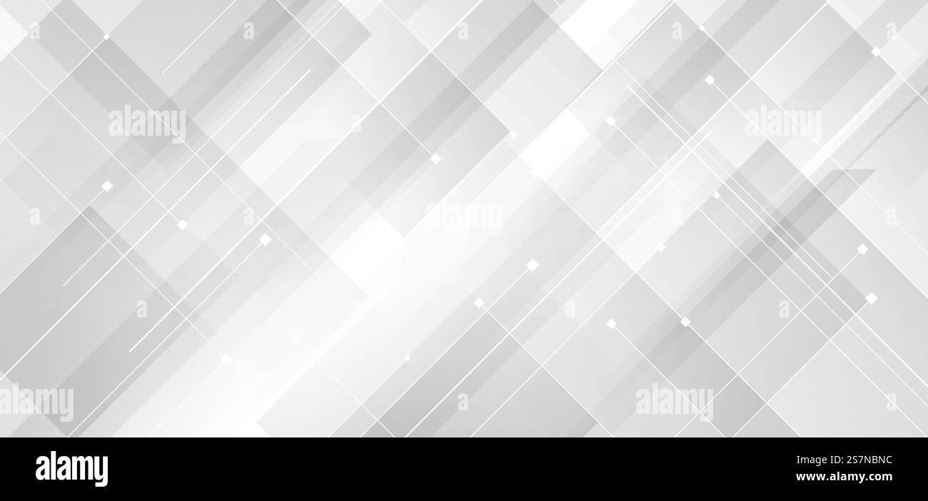 Abstract background modern technology white and gray square geometric overlapping with lines ...