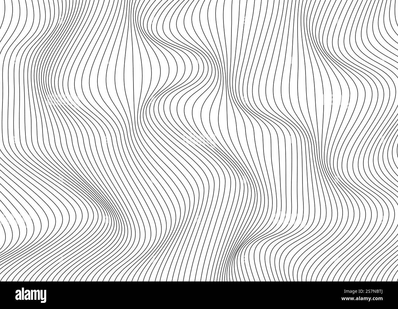 Abstract black wave thin curved lines pattern on white background and texture. Vector ...