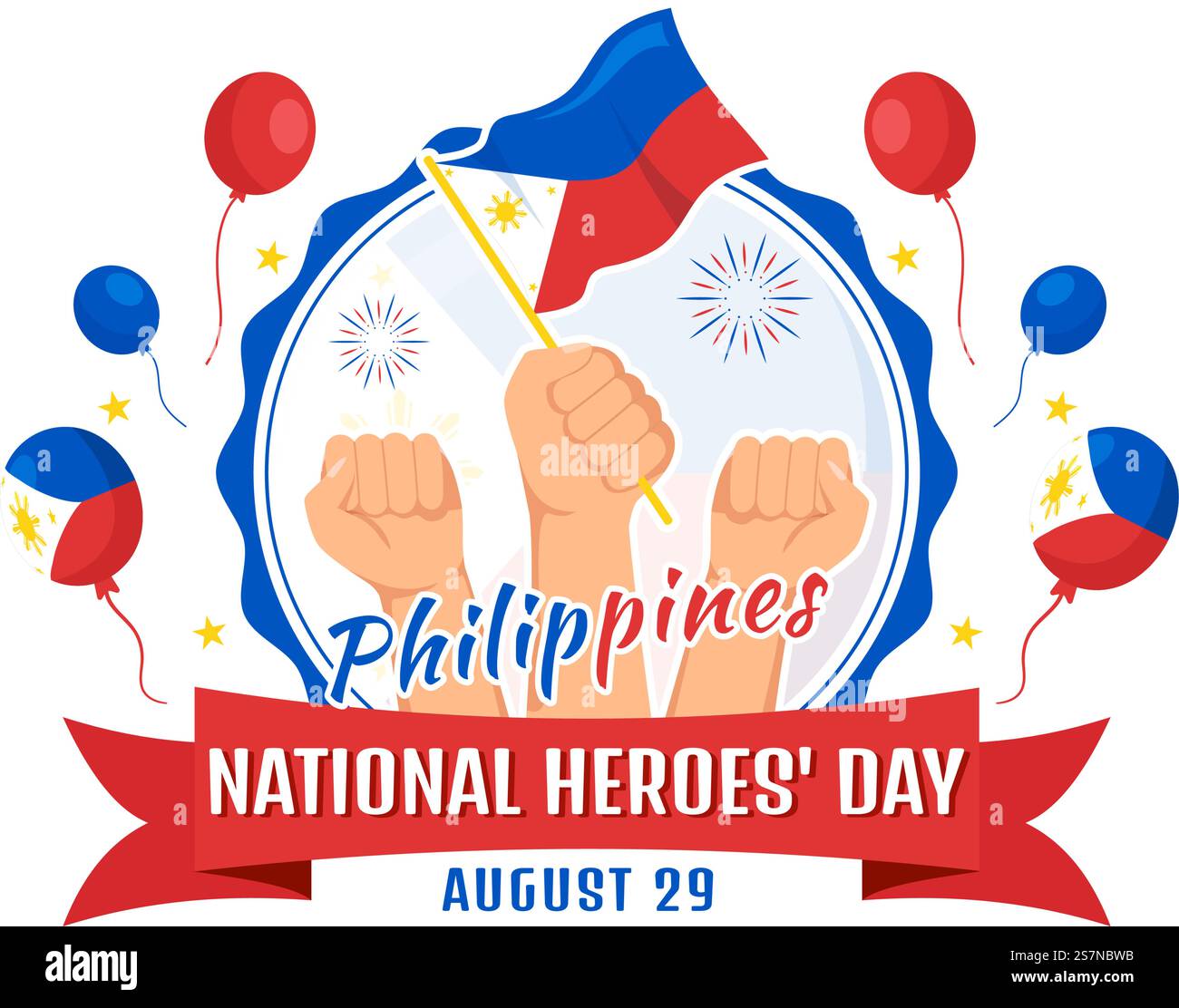 Happy Philippines National Heroes Day Vector Illustration with Waving ...