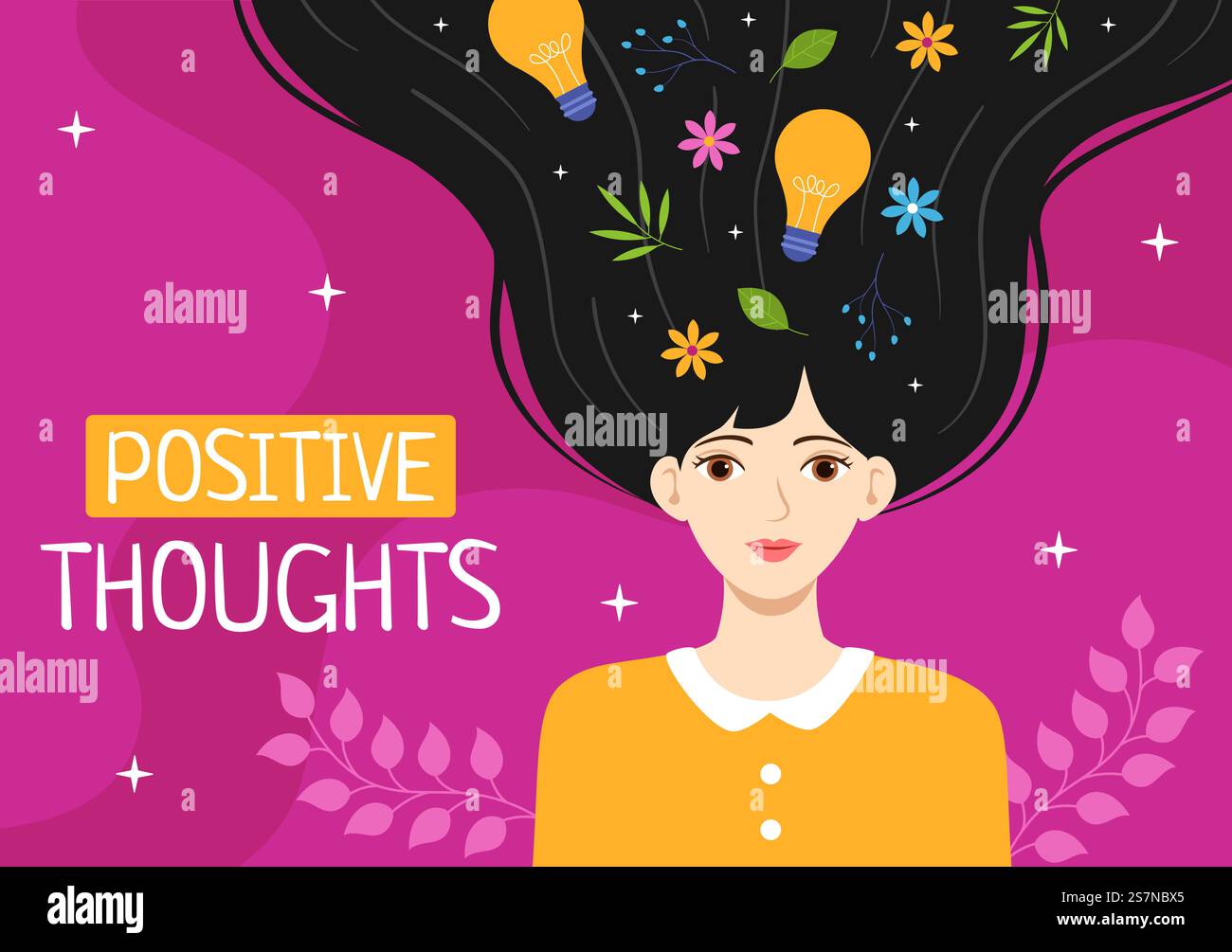 Positives Thoughts Vector Illustration with Thinking Positive as a ...